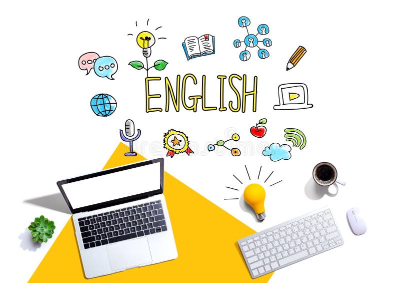 Learning English Concept with Computers and a Lightbulb Stock ...