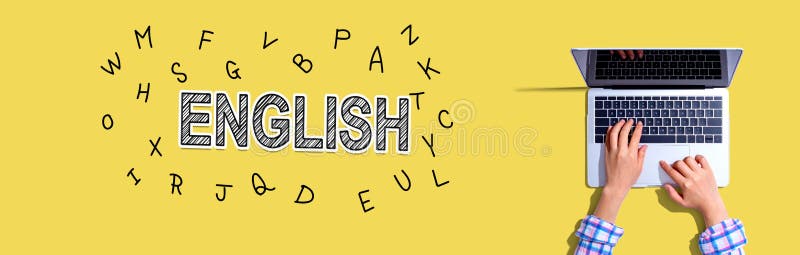 Learning English Concept with Woman Using a Laptop Stock Photo - Image ...