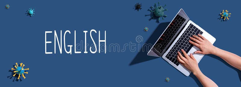 Learning English Concept with Woman Using a Laptop Stock Photo - Image ...