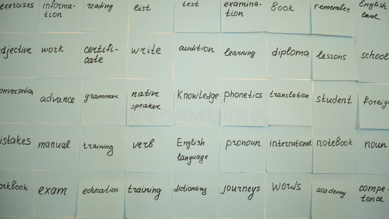Learning English Tags on Stickers. Stock Photo - Image of bulletin ...