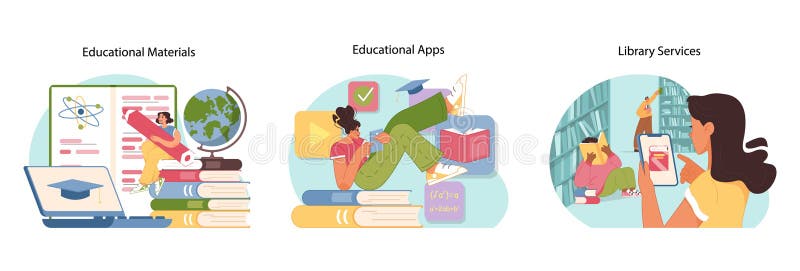 Learning Essentials Set. Flat Vector Illustration Stock Vector ...