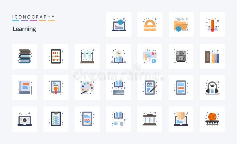 25 Learning Flat Color Icon Pack Stock Vector - Illustration of books ...