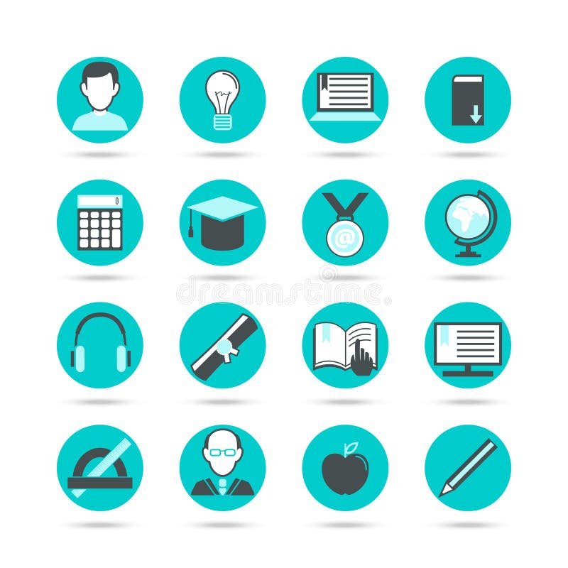 E-learning icon flat stock vector. Illustration of home - 47292232