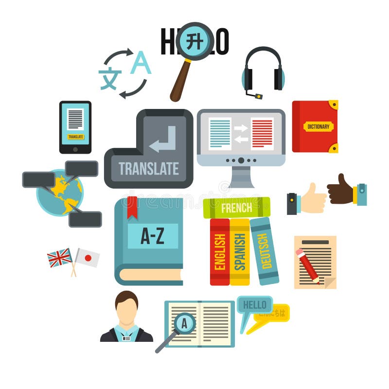 Learning Foreign Languages Icons Set, Flat Style Stock Vector ... Learning Foreign Languages Icons Set, Flat Style Stock Vector ...