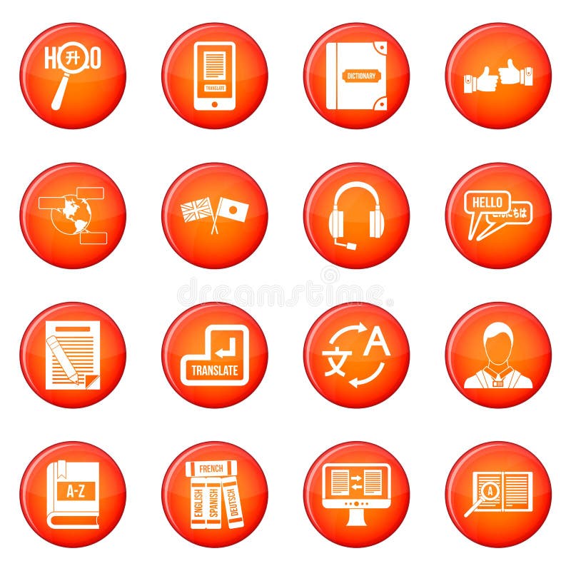 Learning Foreign Languages Icons Set Stock Illustration - Illustration ...