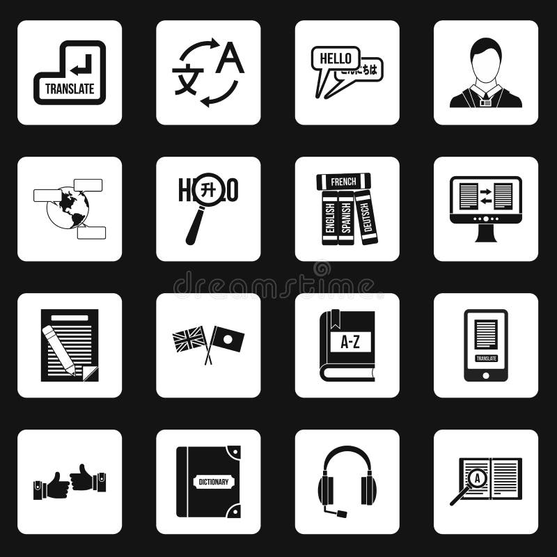 Languages Icons Set, Flat Style Stock Vector - Illustration of japanese ...