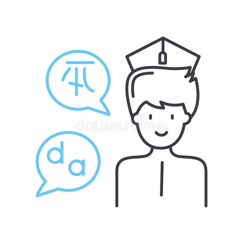 Learning Foreign Languages Line Icon, Outline Symbol, Vector ...