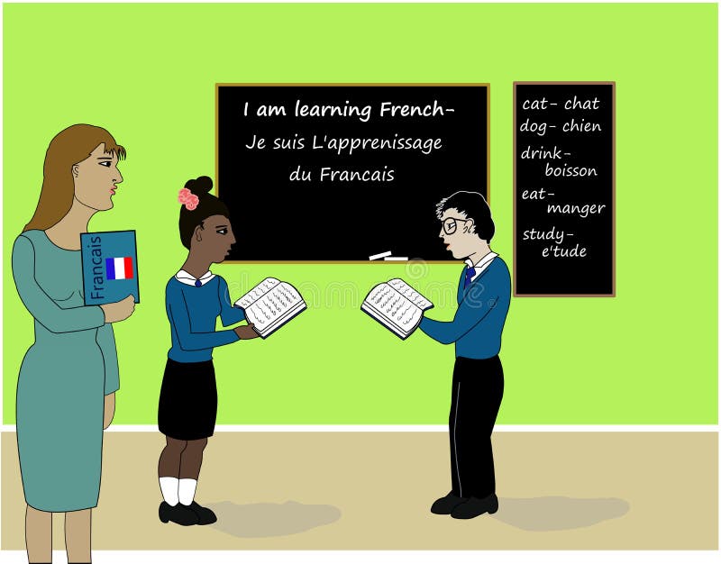 Learning french class stock illustration. Illustration of teacher ...