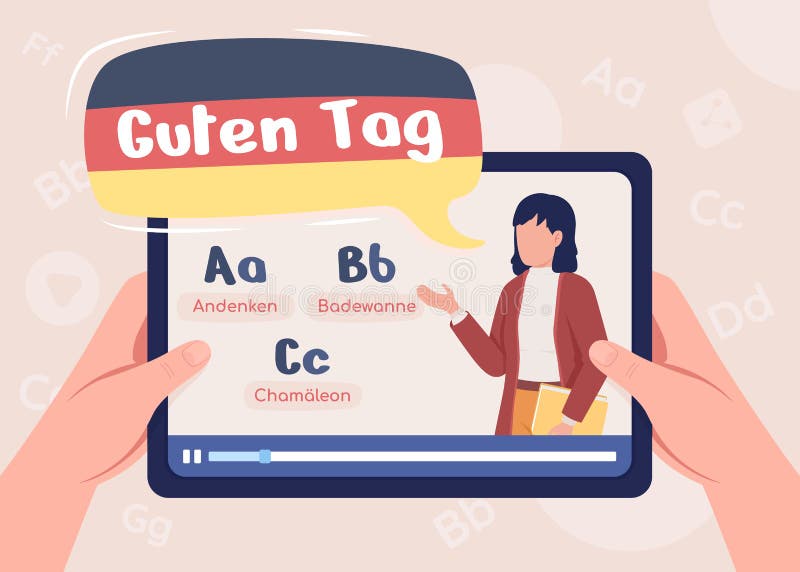 Learning German Language with Mobile App 2D Vector Isolated ...