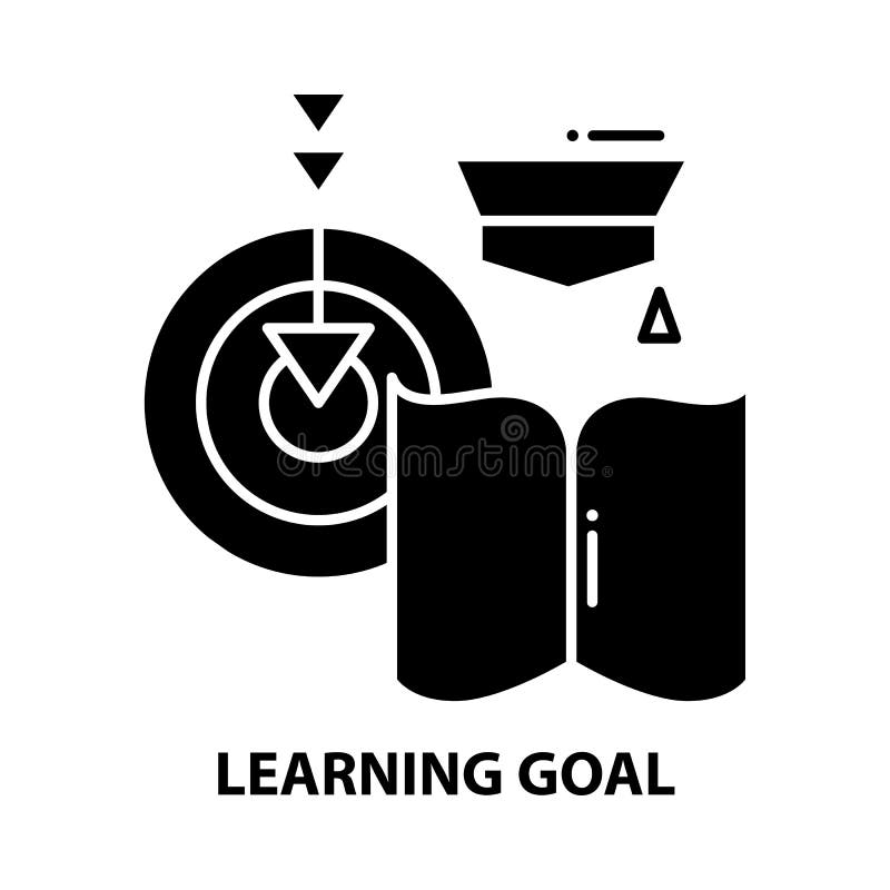 Learning Goal Icon, Black Vector Sign with Editable Strokes, Concept ...