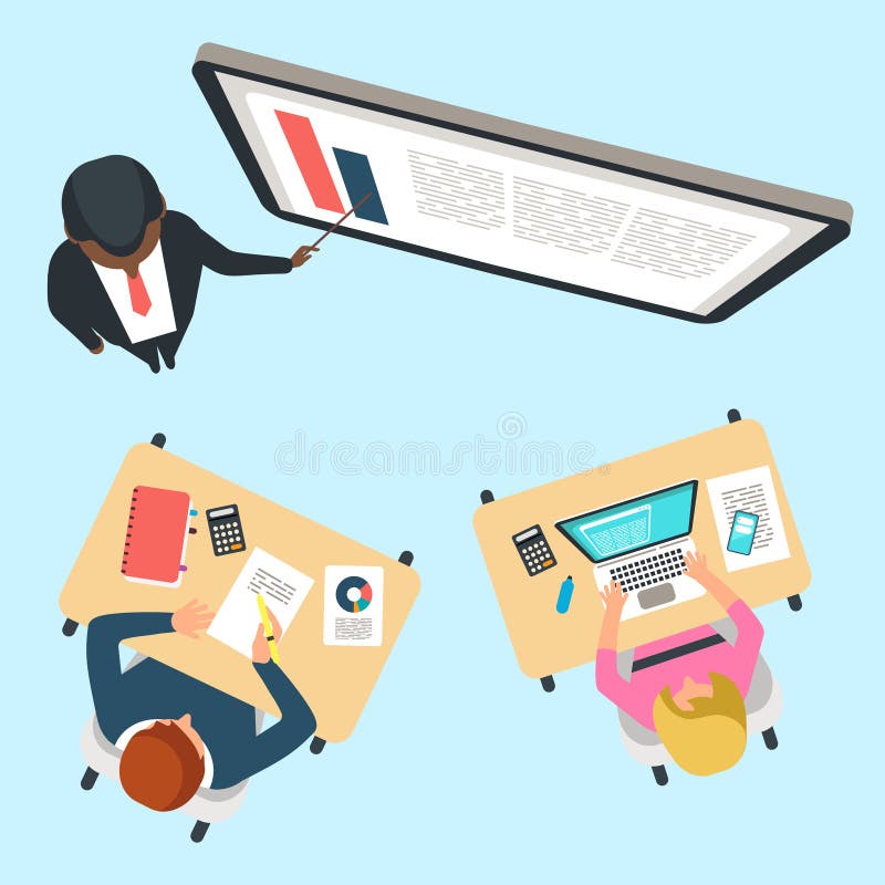 Learning in Group, Individual Studying Vector Illustration Stock Vector ...