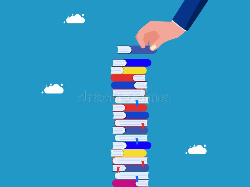 Learning or Higher Education. Businessman Hand Placing Books on High ...