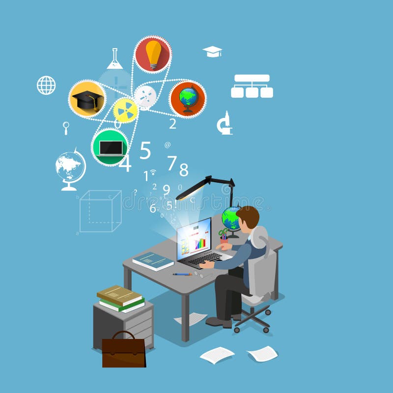 Learning at home stock illustration. Illustration of concept - 57797941