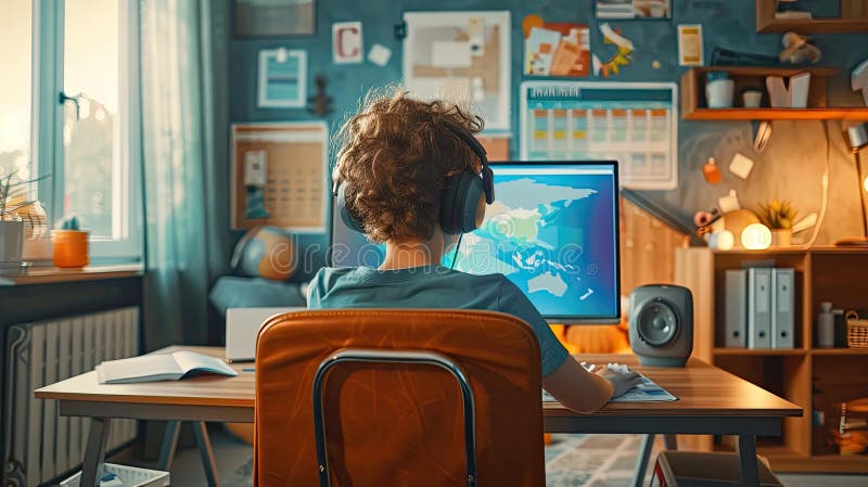 Learning Homeschooling Computer Stock Illustration - Illustration of ...