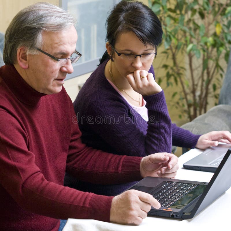 Learning how to use laptop stock photo. Image of educating - 8346534