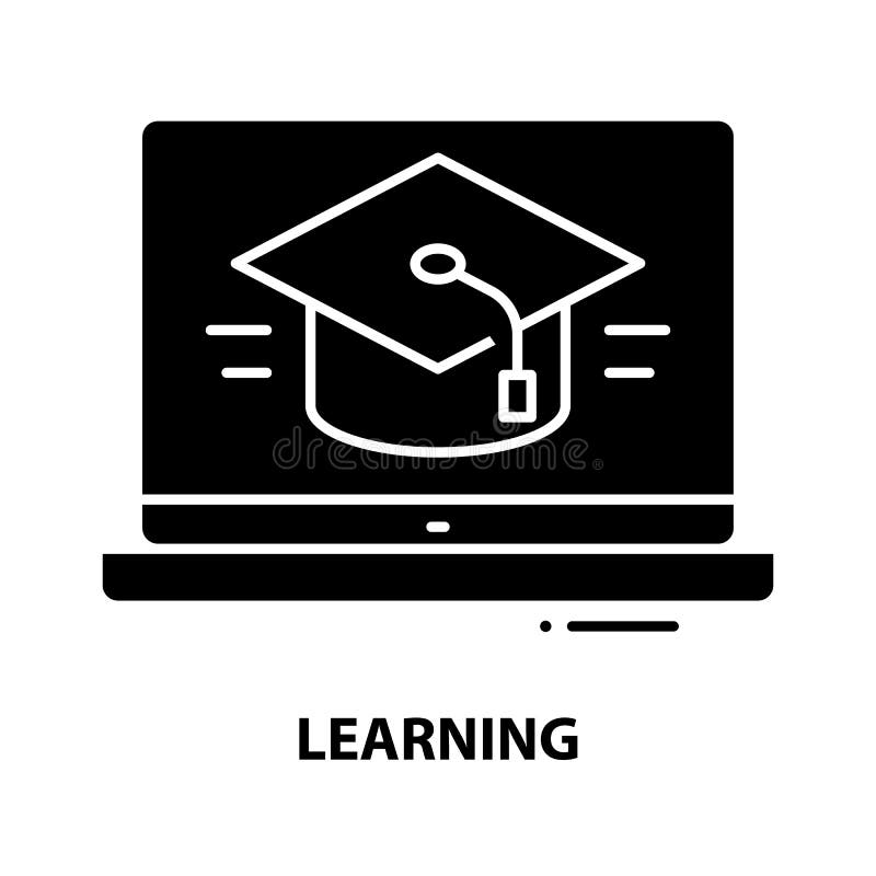 Learning Icon, Black Vector Sign with Editable Strokes, Concept ...