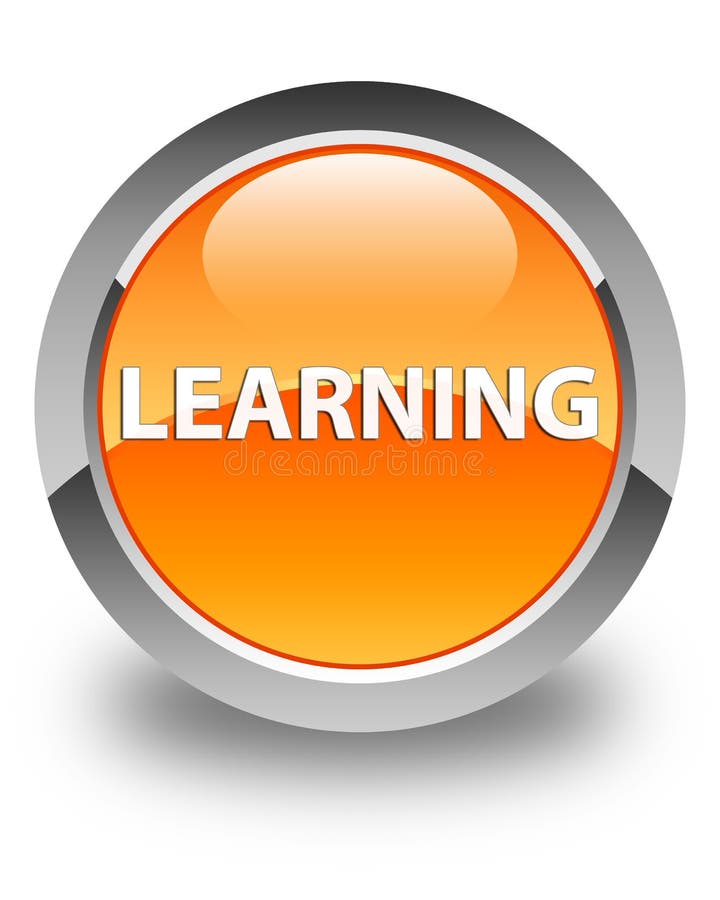 Learning Glossy Yellow Round Button Stock Illustration - Illustration ...