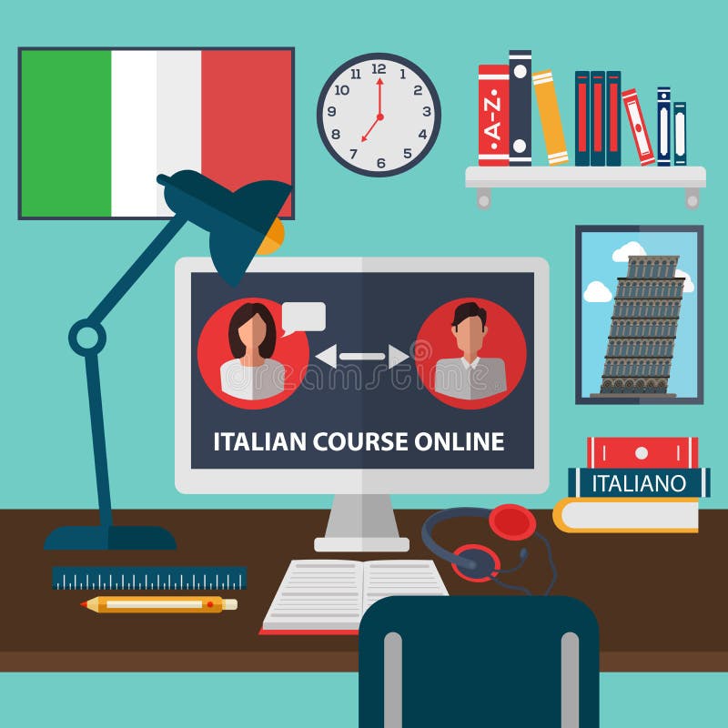 E-learning Italian Language. Stock Vector - Illustration of italian ...