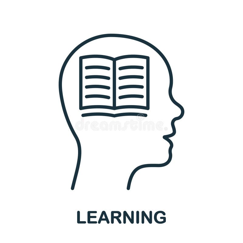 Learning, Knowledge, Education Line Icon. Book in Human Head Linear ...