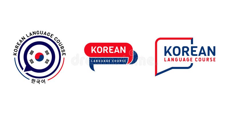 Learning Korean Language Course Logo. Language Exchange Program, Forum, Speech Bubble, and ...
