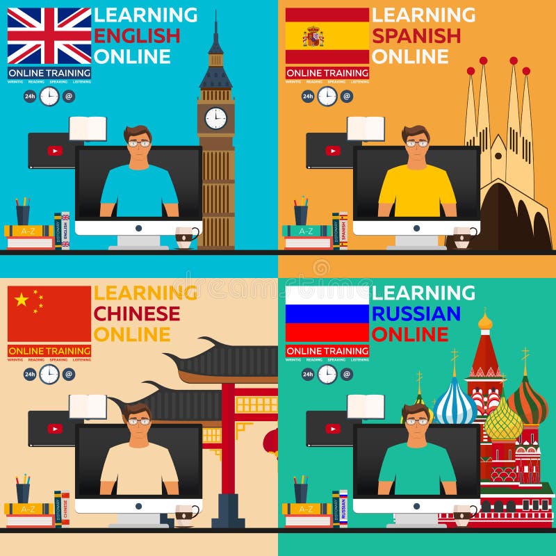 Learning Language Online. Russian Language, English Langluage, Spanish ...