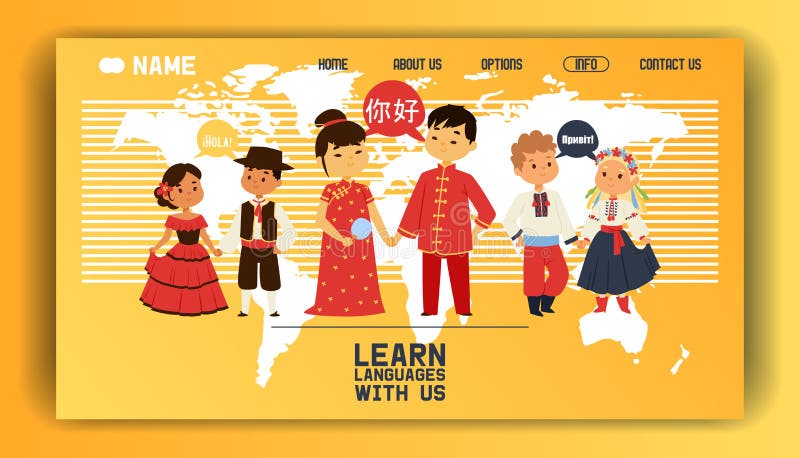 Learning Languages Online People Knowledge Studying Landing Page Vector ...