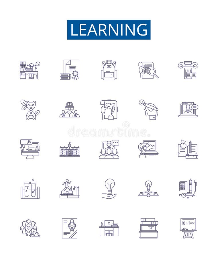 Learning Line Icons Signs Set. Design Collection of Education, Study ...