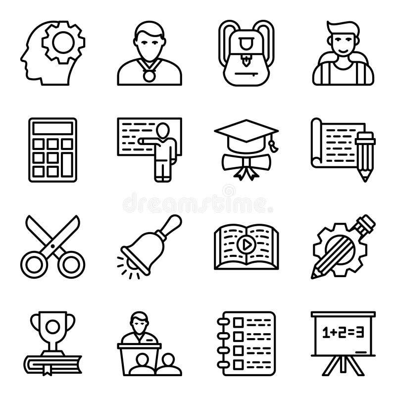 Learning Line Icon Designs Pack Stock Vector - Illustration of file ...