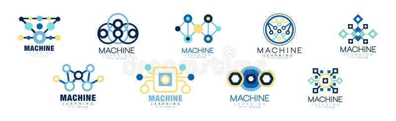 Learning Machine Logo and Label Original Design Vector Set Stock Vector ...