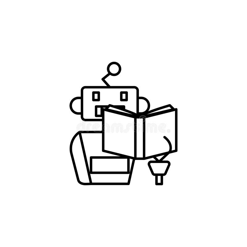 Learning Machine Read Book Concept Line Icon. Simple Element ...