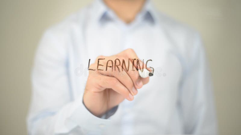 Learning , Man Writing on Transparent Screen Stock Photo - Image of ...