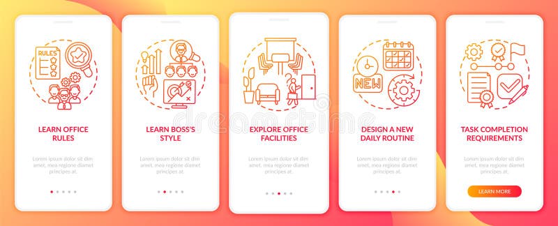 Learning Management Style of Boss Onboarding Mobile App Page Screen ...