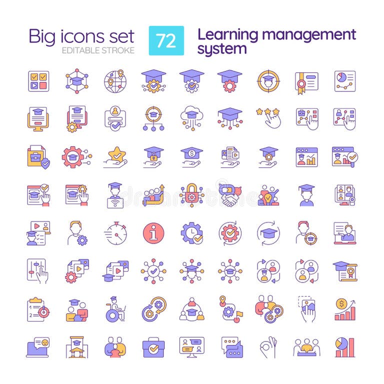 Learning Management System RGB Color Icons Set Stock Illustration ...