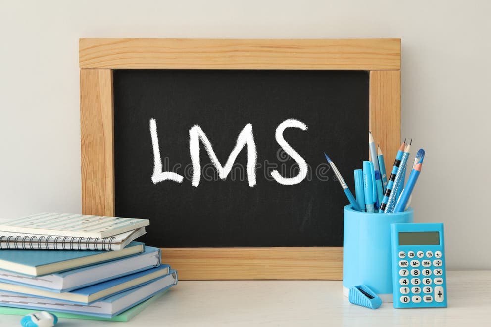 Learning Management System. Small Chalkboard with Abbreviation LMS on ...