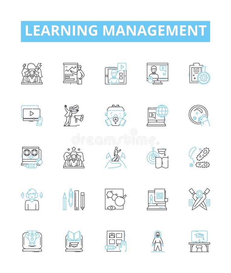 Learning Management Vector Line Icons Set. Education, Training ...