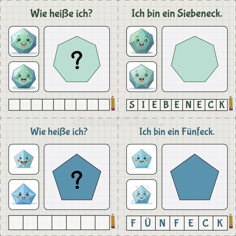 A Learning Map for Young Children. Learning Geometry and German. German Captions. Heptagon and ...