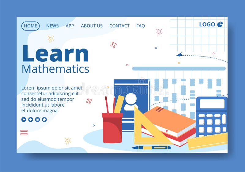Learning Mathematics Education and Knowledge Landing Page Template Flat ...