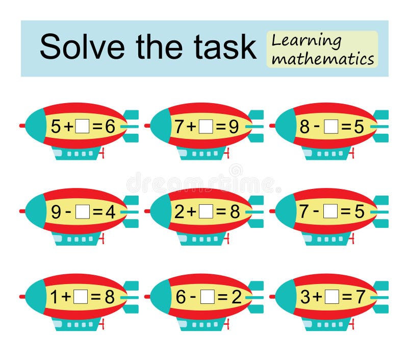 Learning Mathematics. Mathematical Puzzle Game for Kids Stock Vector ...