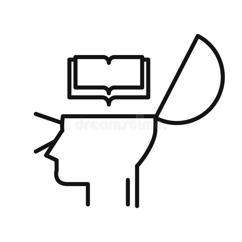 Learning by Memorizing Black and White Illustration Stock Vector ...