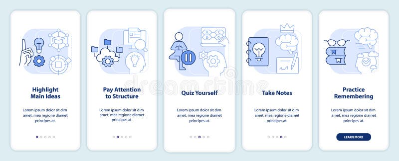 Learning and Memorizing Techniques Light Blue Onboarding Mobile App ... Learning and Memorizing Techniques Light Blue Onboarding Mobile App ...