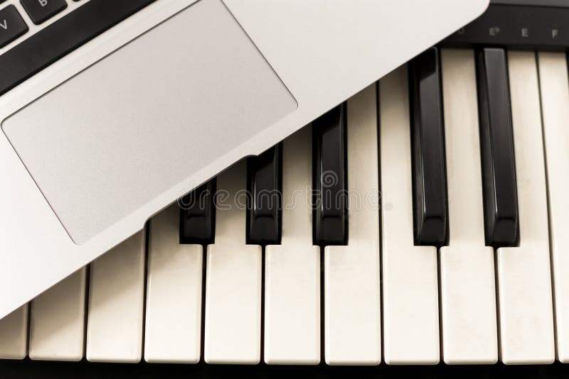 Learning Music with Keyboard and Computer Stock Photo - Image of ...