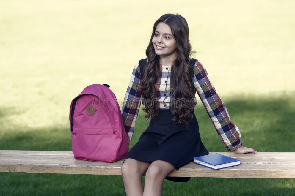 Learning Never Ends. Happy Child Relax on Bench after Classes. Homework ...