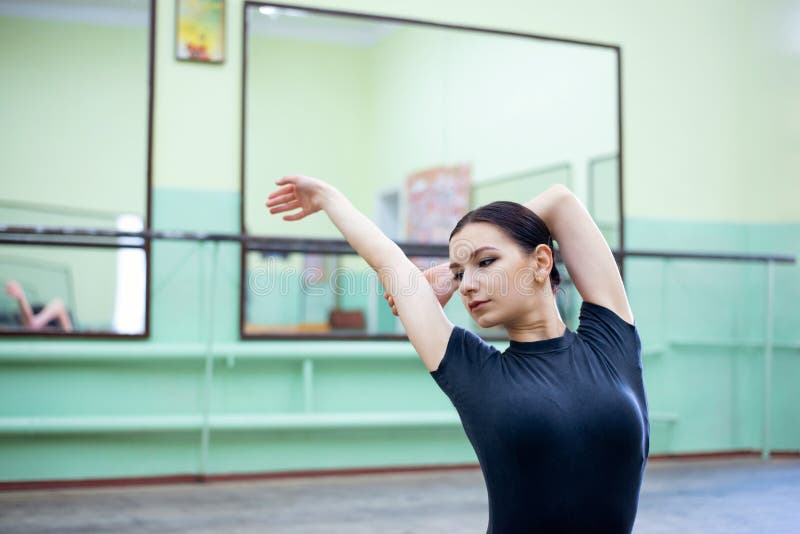 Young Girl Dancer Training in the Dancing Studio Stock Image - Image of ...