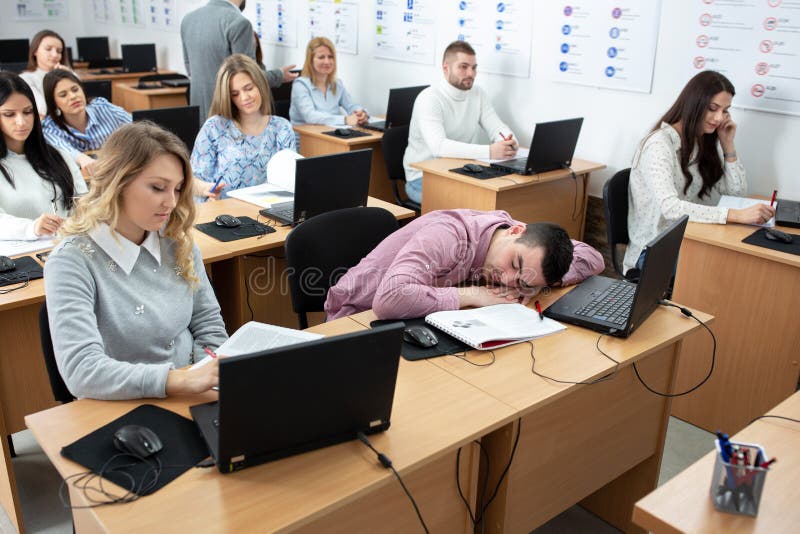 Learning a New Skill in the Classroom, Sleeping Stock Image - Image of ...