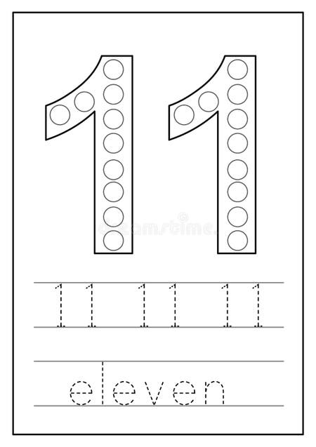 Learning Numbers for Kids. Number Eleven. Math Worksheet. Stock Vector ...