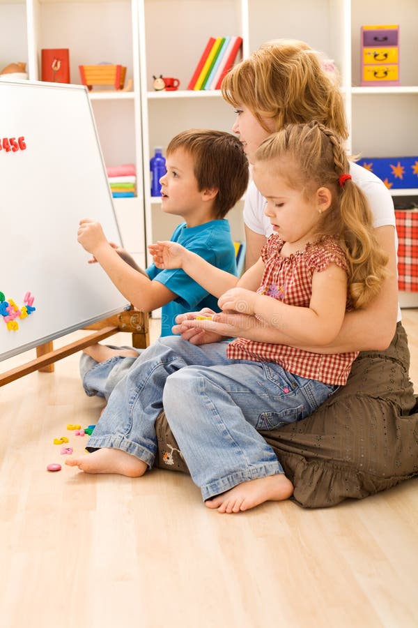 Learning the Numbers with Mom Stock Photo - Image of colored, happy ...