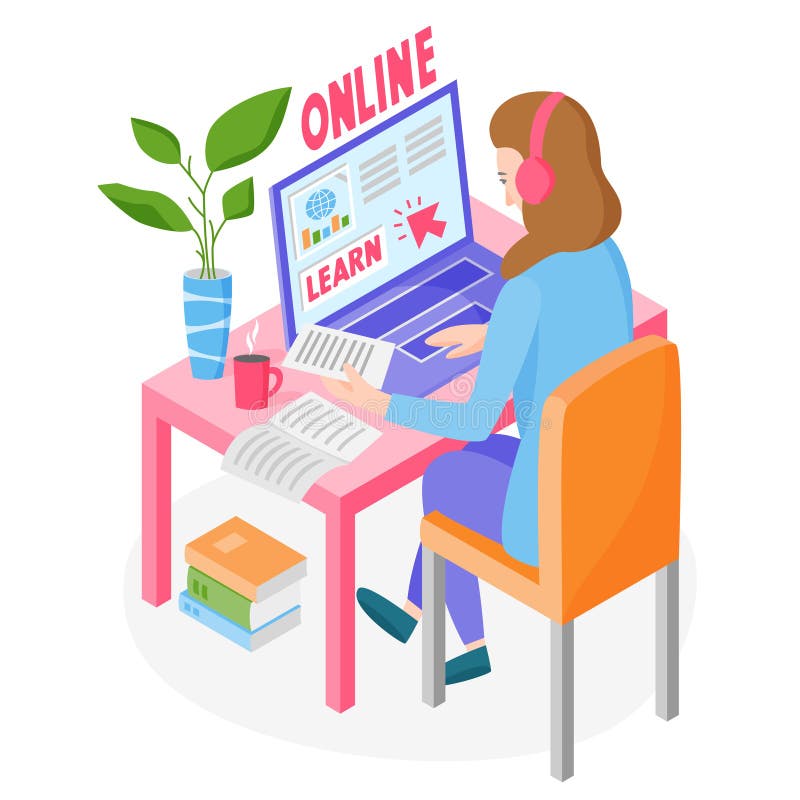 Learning Online Concept, Woman Studying Online Via the Internet ...