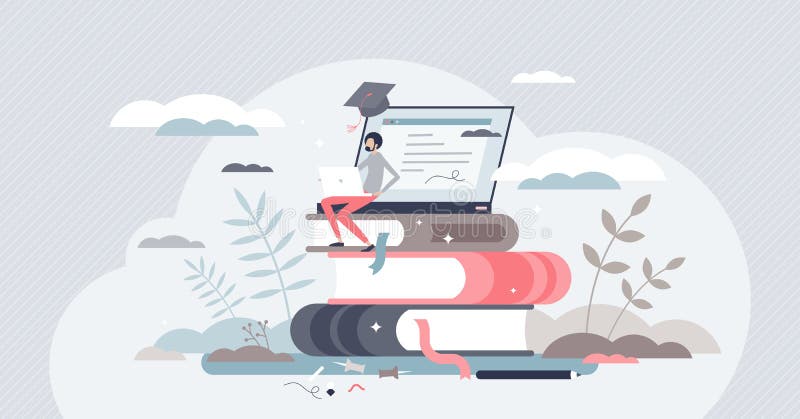 Learning Online or Digital E-learning Studying Process Tiny Person Concept Stock Vector ...