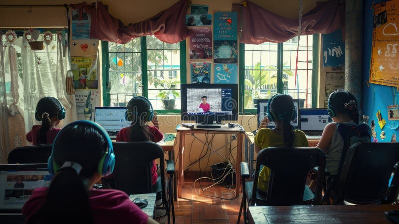 Learning online school stock illustration. Illustration of generated ...