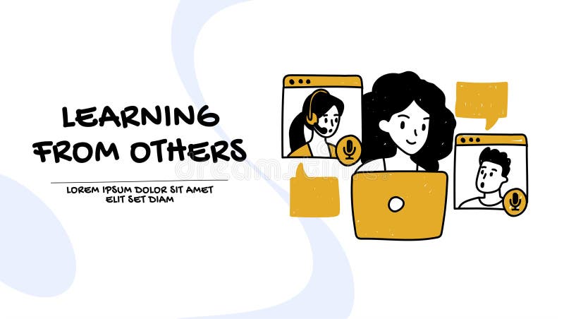 Learning from Others Concept. Vector of a Woman Networking with a Group ...